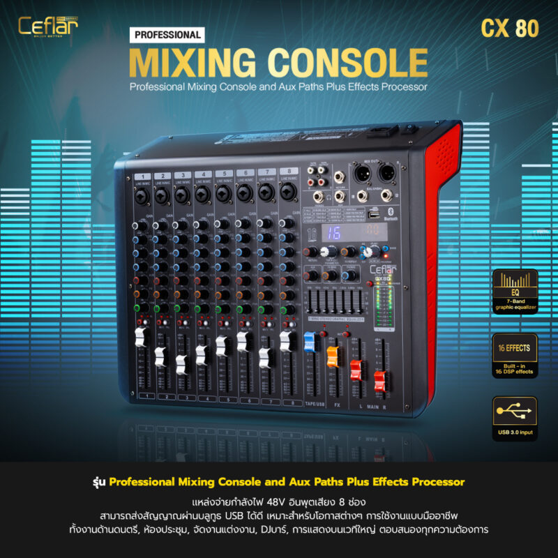 MIXING CONSOLE รุ่น CX-80 – CEFLAR